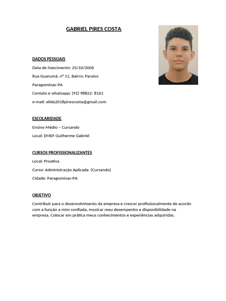 Currículo Gabriel | PDF