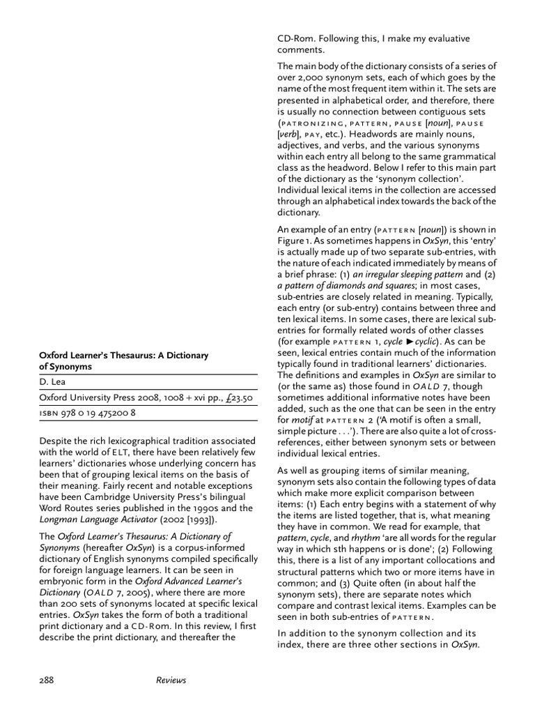 Oxford Learner's Thesaurus Review | PDF | Noun | Verb