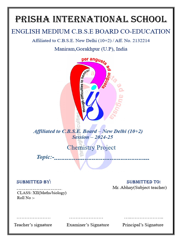 Front Page Chemistry Project | PDF