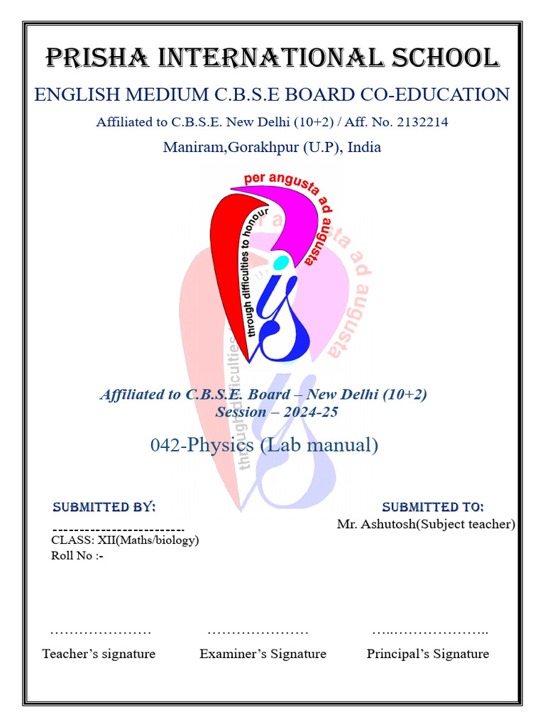 Physics Labmanual Front Page? | PDF