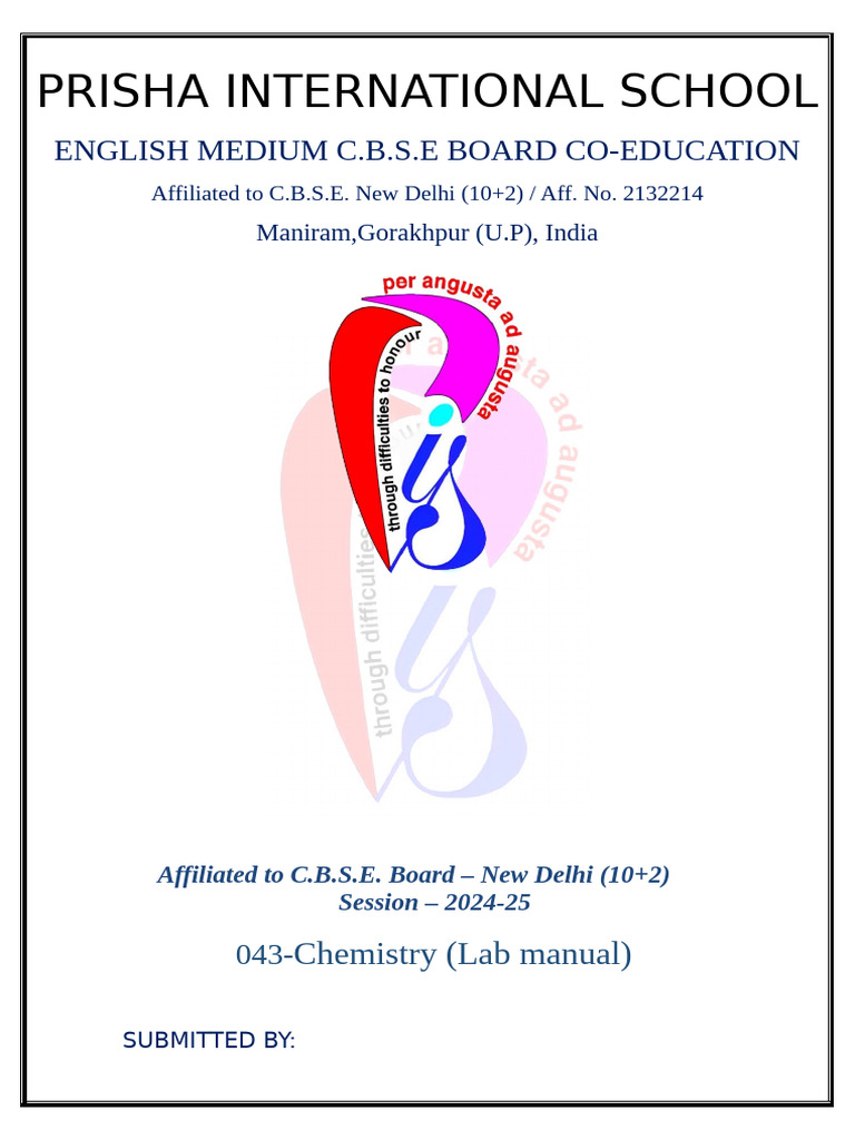 Lab Manual Front Page Chemistry | PDF