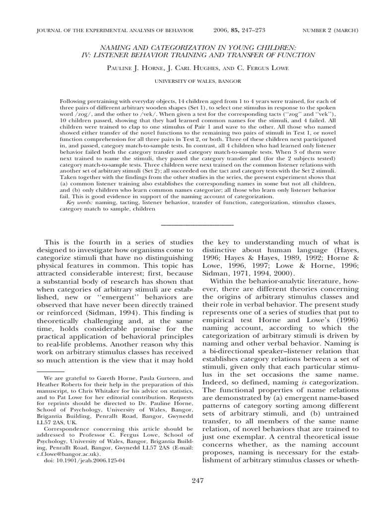 Jeab 85 02 247 | PDF | Reinforcement | Psychological Concepts