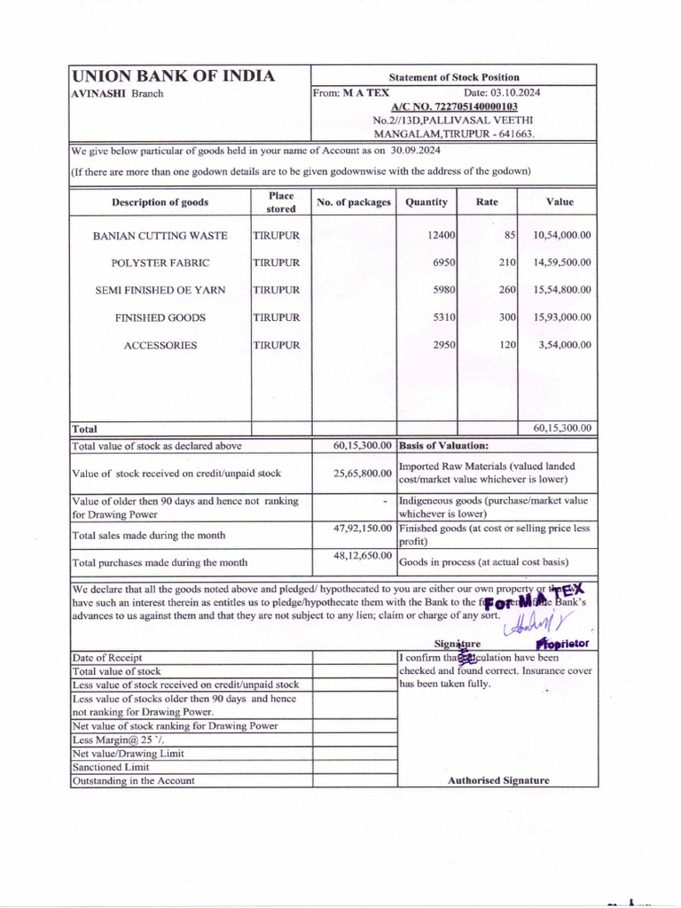 Stock Statement Sep-24 | PDF