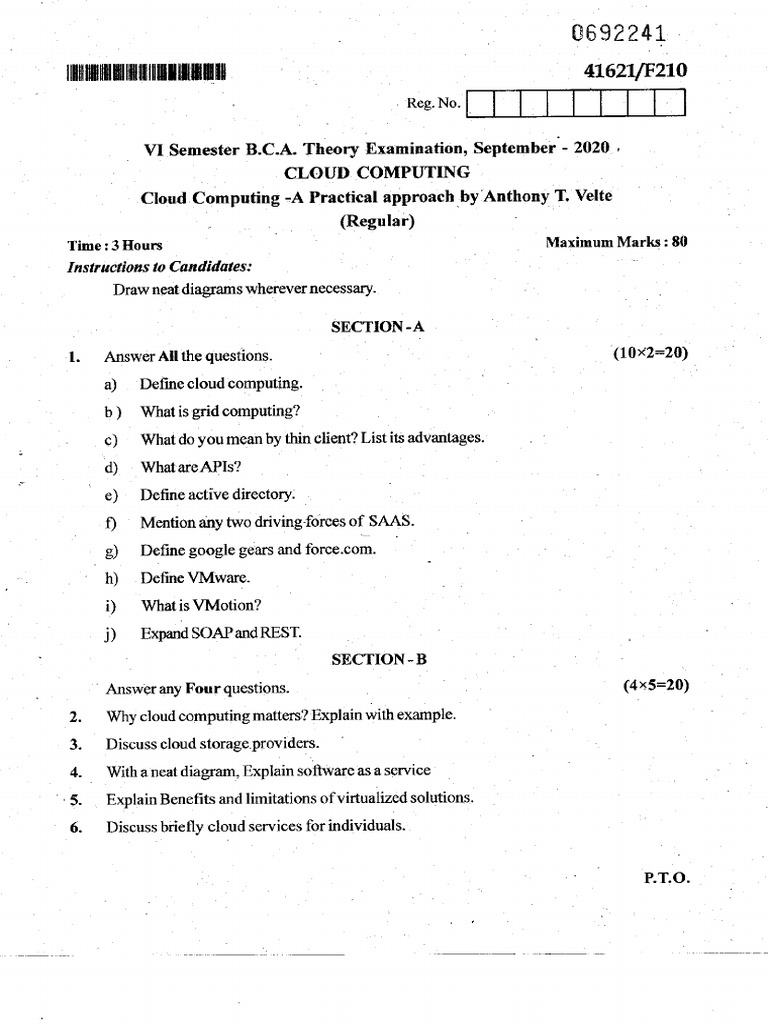 Bca Vi Sem QP Sep 2020 | PDF