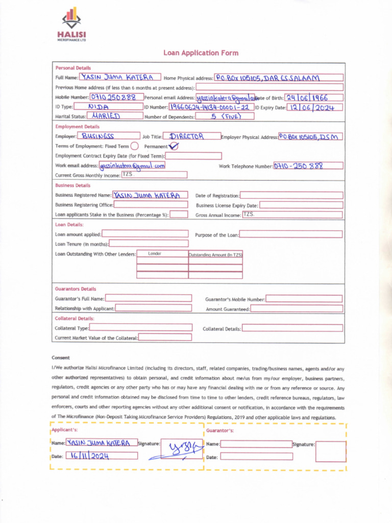 Loan Application Form | PDF