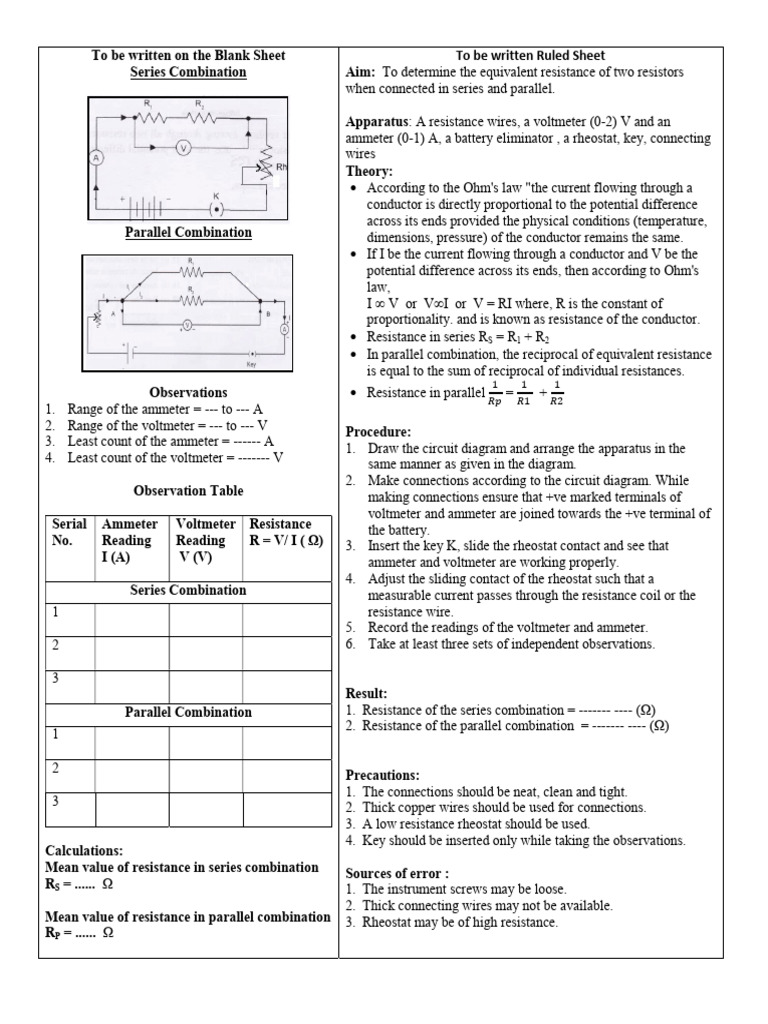 Physics 25138 5 H Pdf Series And Parallel Circuits Electrical Resistance And Conductance