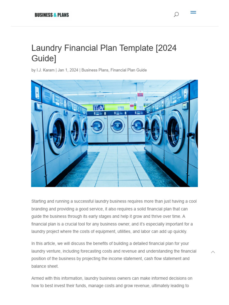 Laundry Financial Plan Template (2024 Guide) - Excel Financials | PDF ...