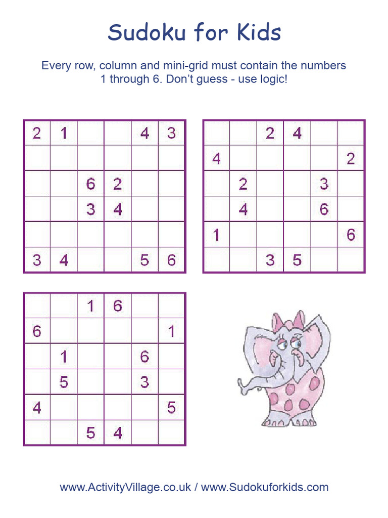 Sudoku Puzzles 6x6 | PDF