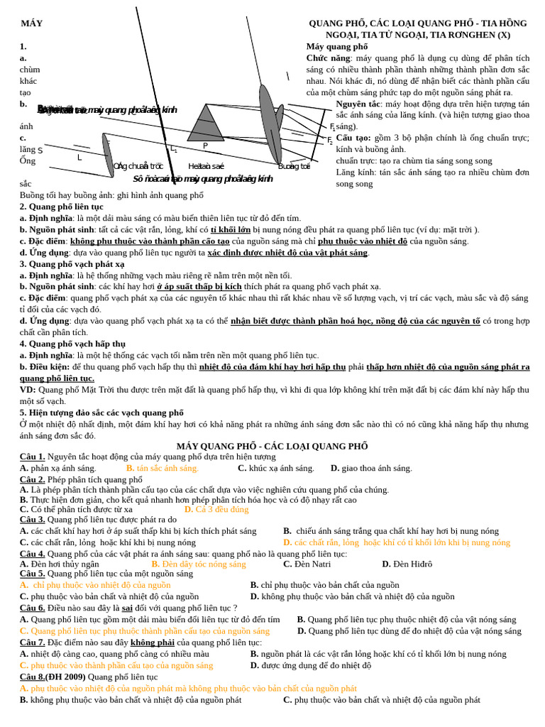 May Quang Pho, Cac Loai Quang Pho - Tia Hong Ngoai, Tia Tu Ngoai, Tia Rơnghen (X) | PDF