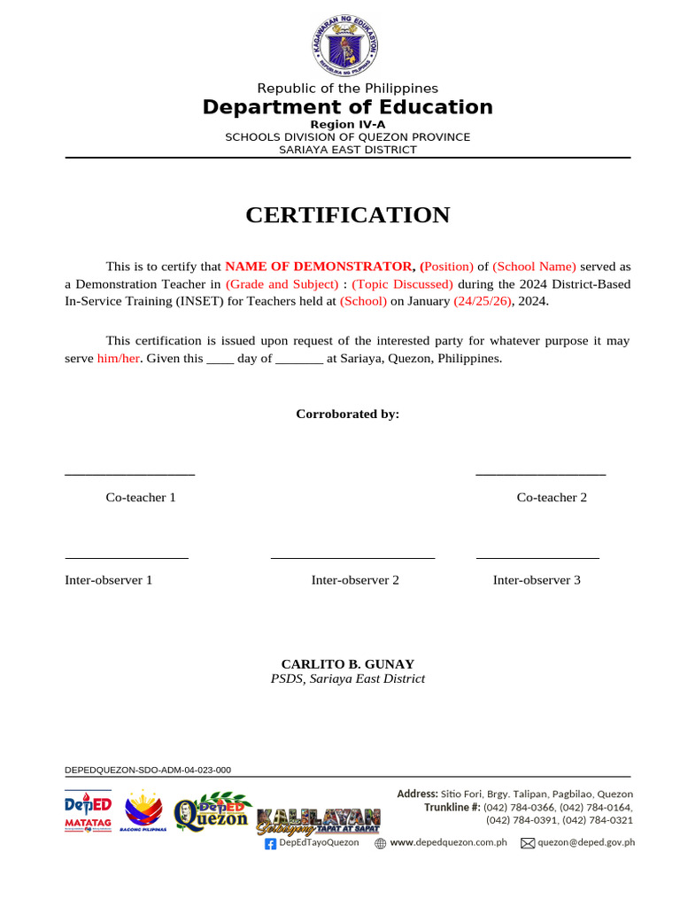 Corroboration Certi For Demo | PDF