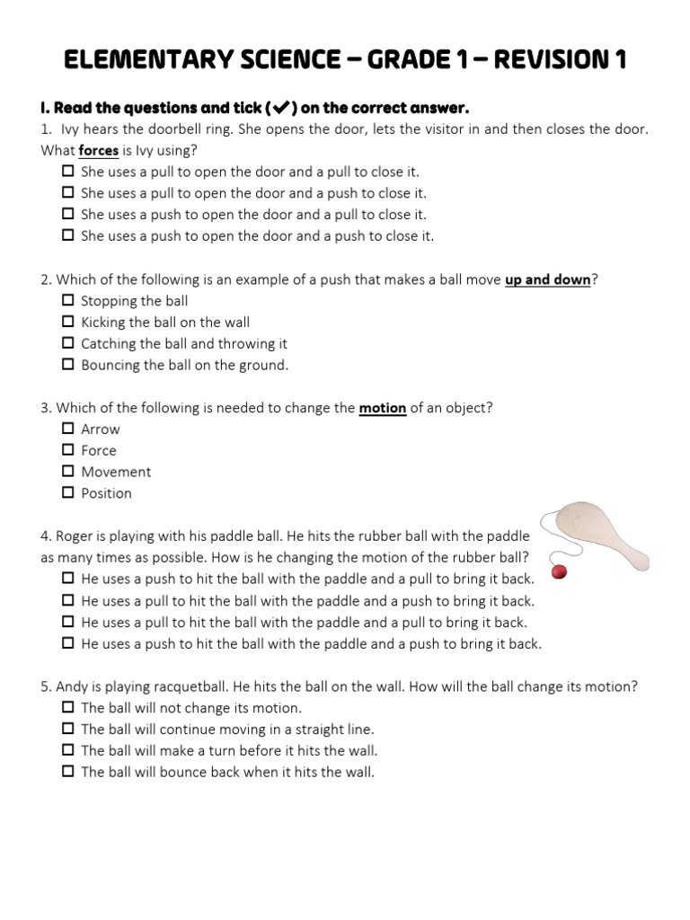 Elementary Science Revision - Grade 1 | PDF | Earth