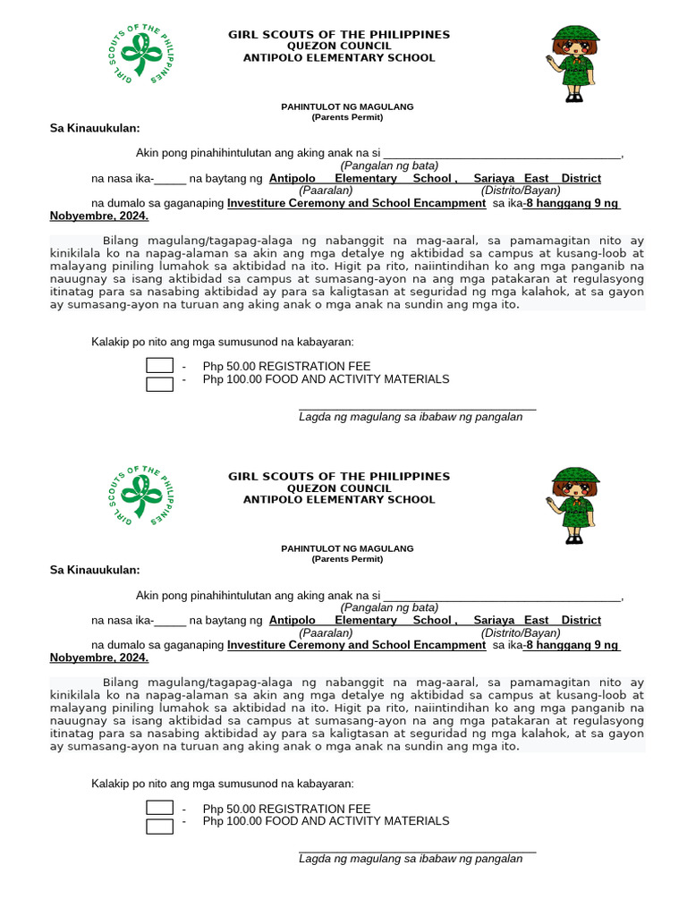 Girl Scout Permit | PDF