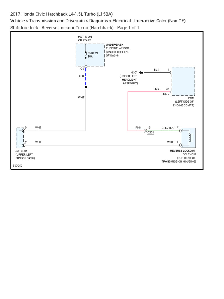 Shift Interlock - Reverse Lockout Circuit (Hatchback) (Transmission and ...