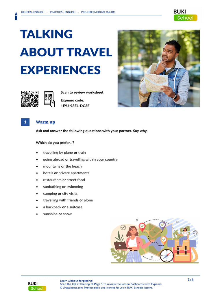 Talking About Travel Experiences British English Student A2 B1 | PDF