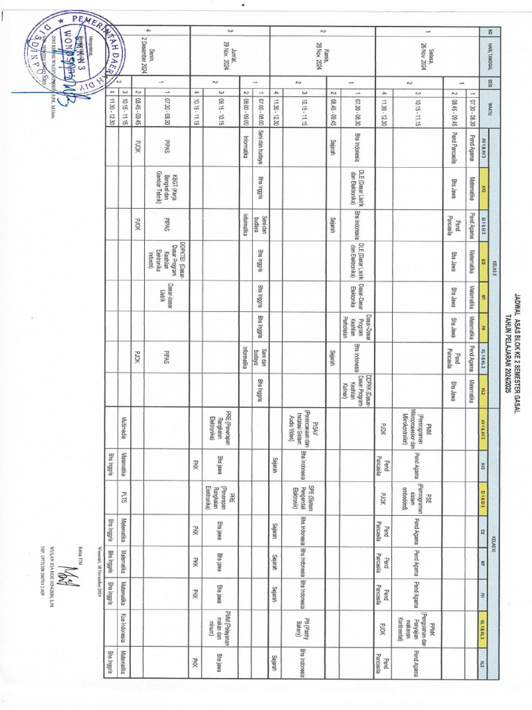 Jadwal Asas Blok 2-1 | PDF