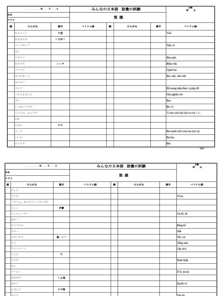 ĐỀ KIỂM TRA TỪ VỰNG | PDF
