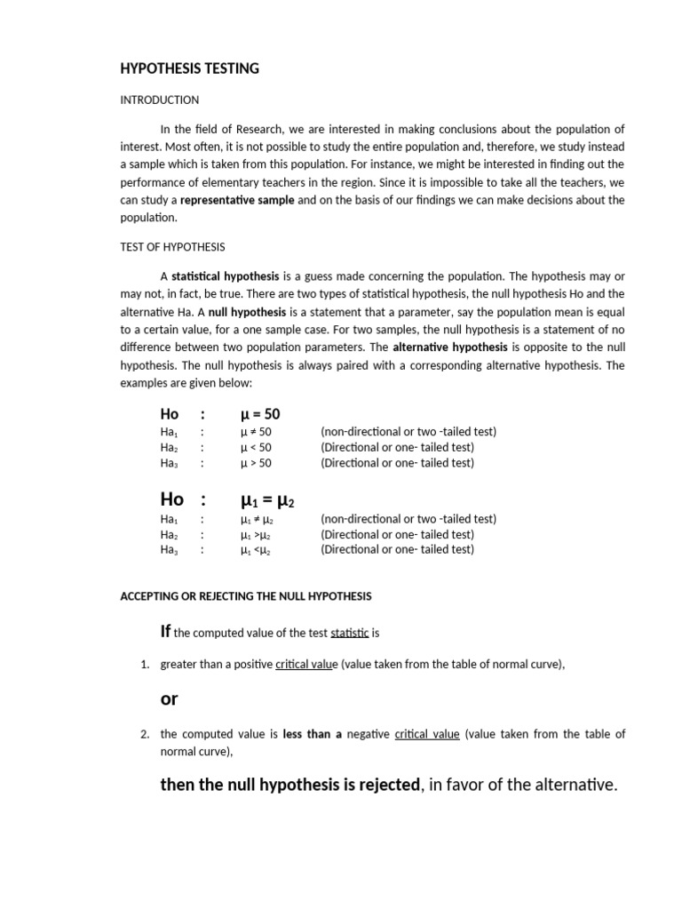 7 4 - Hypothesis-Testing | PDF | Statistical Hypothesis Testing | Null ...