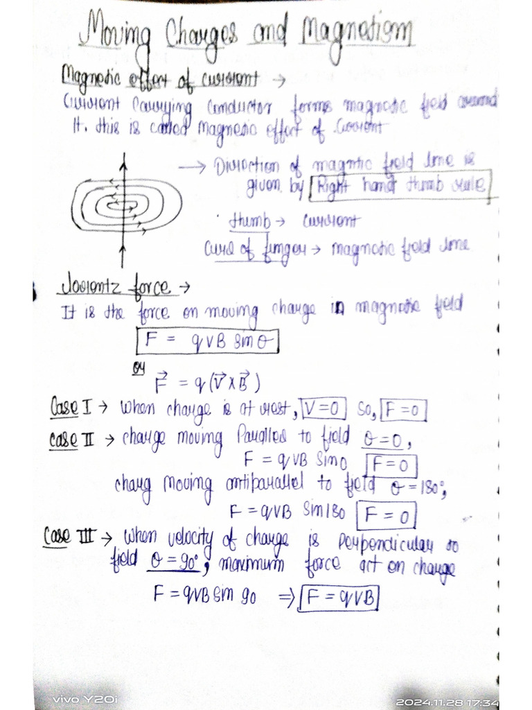 Moving Charge and Magnatism | PDF