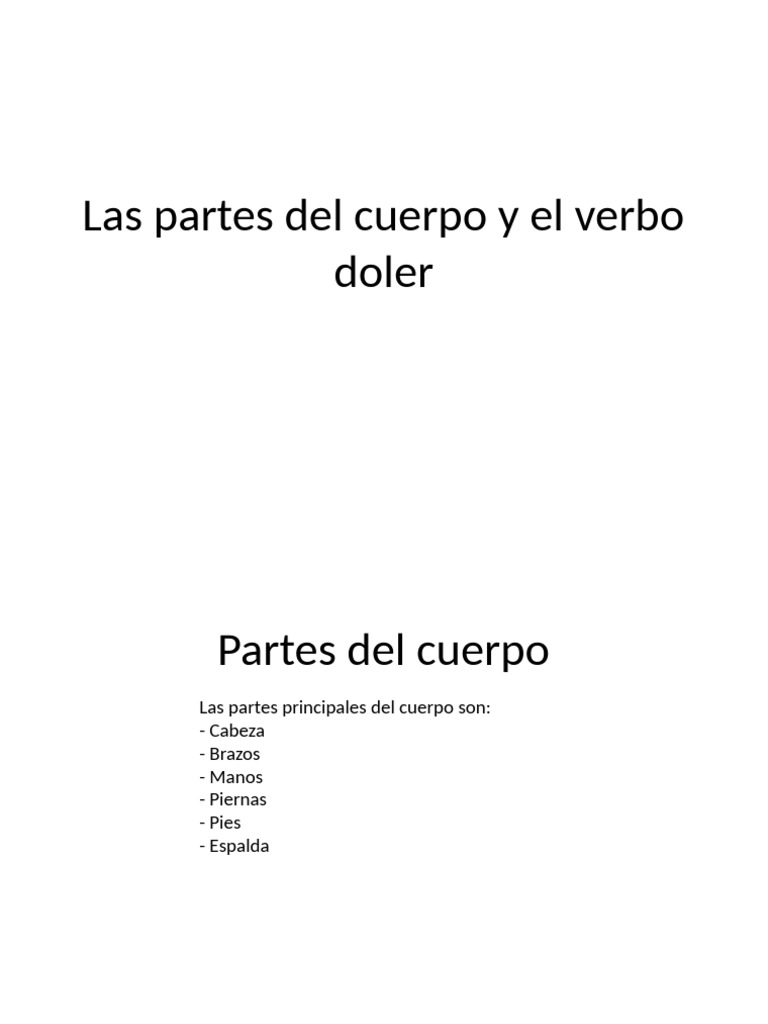 Las Partes Del Cuerpo y El Verbo Doler | PDF
