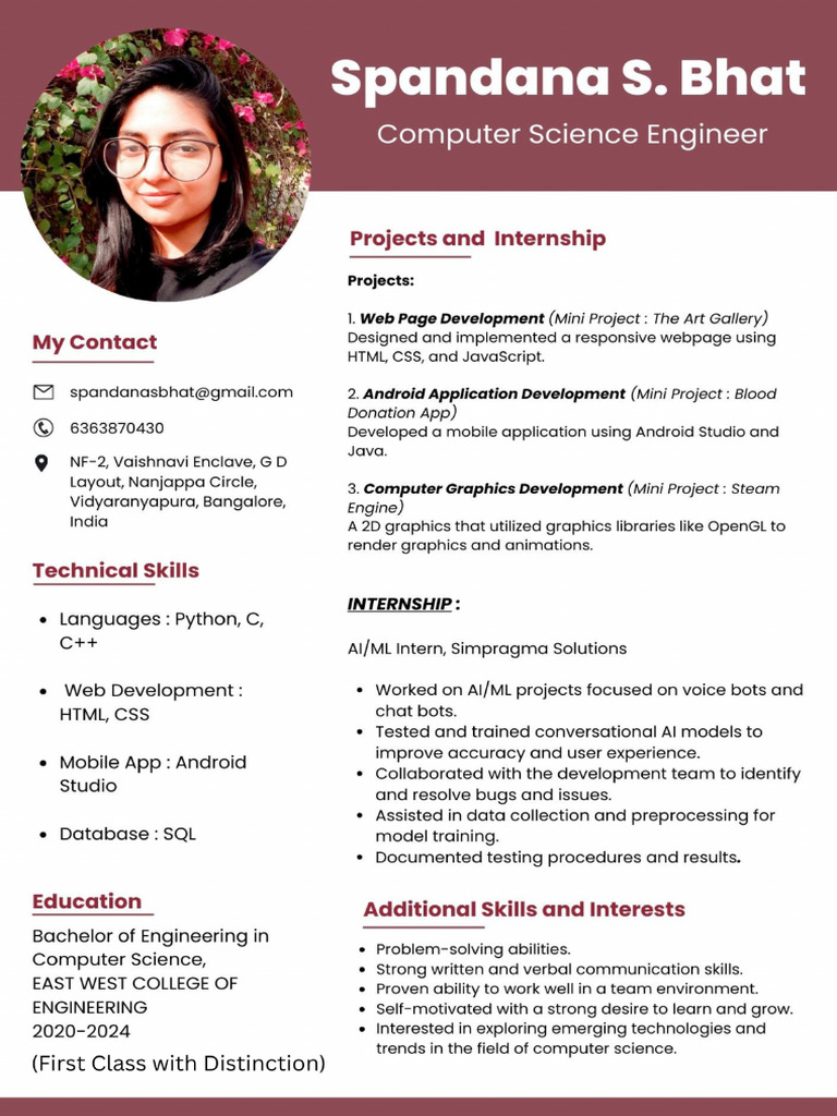 Spandana Bhat Resume | PDF