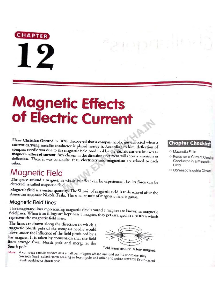 Magnetic Effects of Electric Current Notes | PDF