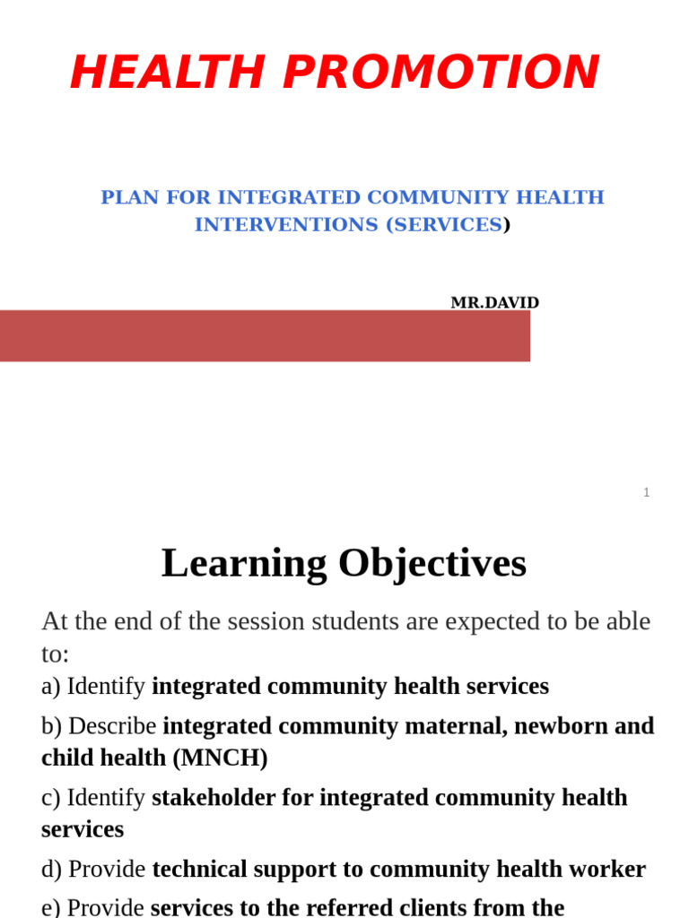 Plan For Intergrated Community Health Interventions | PDF | Millennium ...