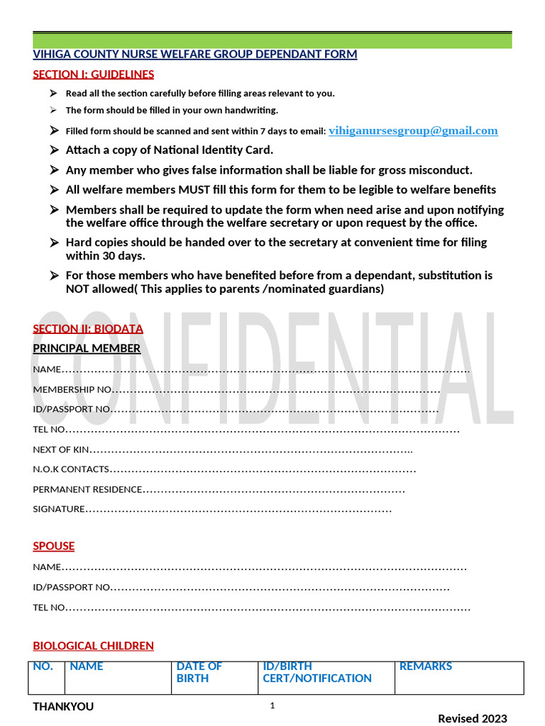 Dependant Form VCNWG | PDF | Government And Personhood
