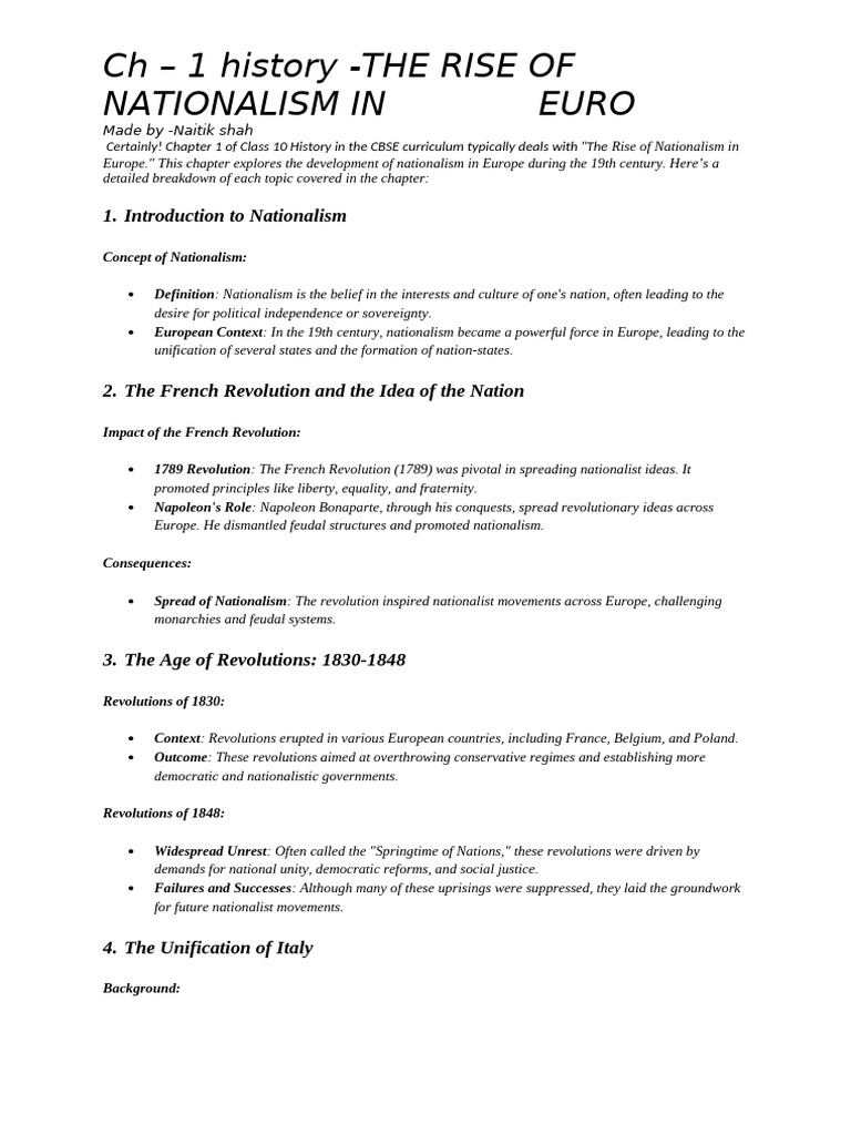 CH 1 History | PDF | Nationalism | German Empire