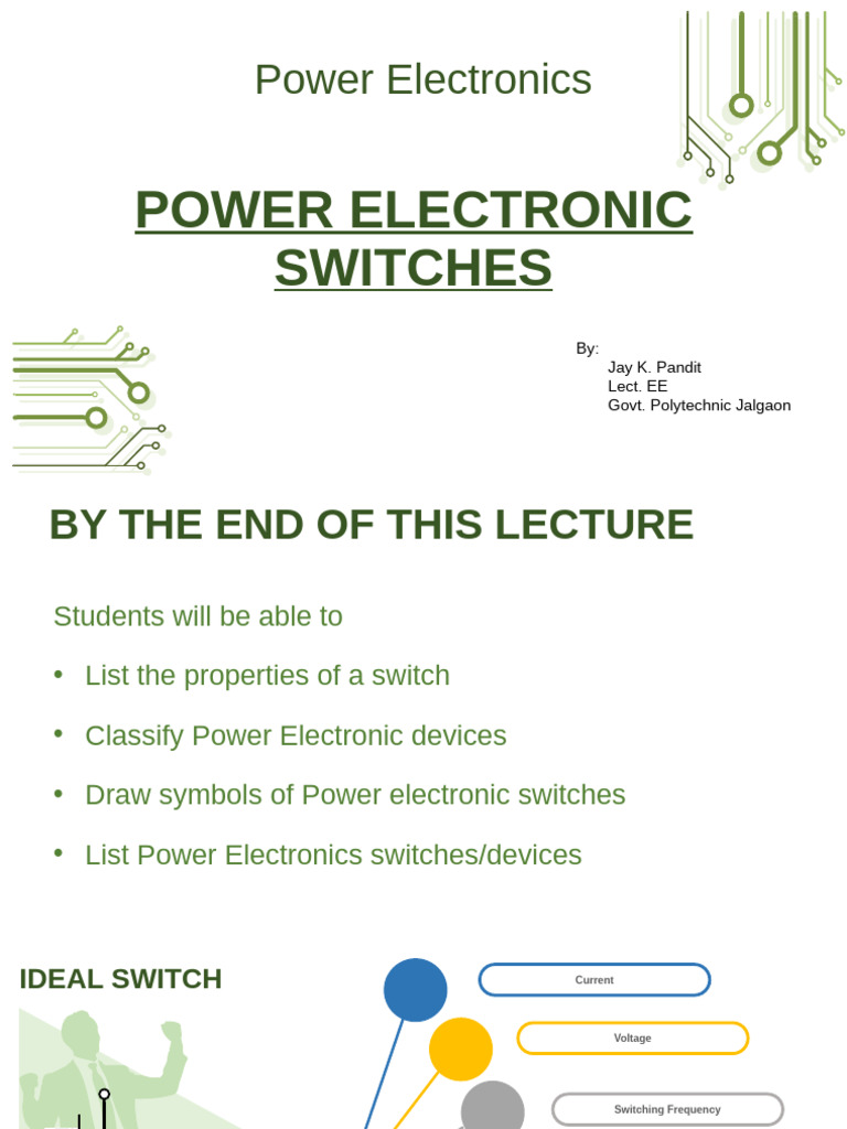 Lecture 2 Power Electronic Switches Pdf Field Effect Transistor Power Electronics