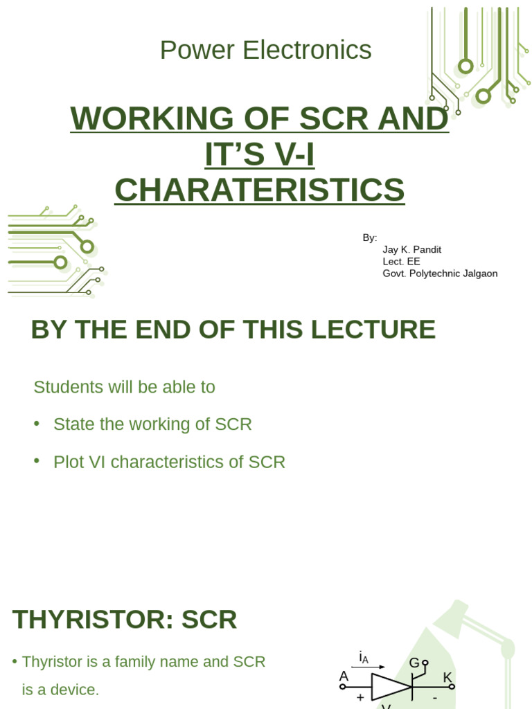 Lecture 3 SCR Working VI Char Final | PDF | Semiconductor Devices ...