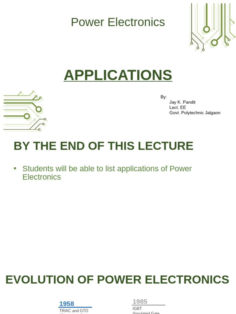 Lecture 1 Applications of Power Electronics Final | PDF | Power ...