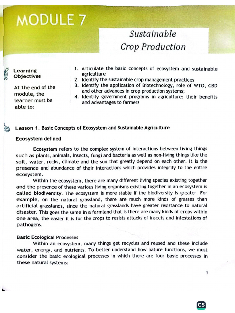 Module 7 Sustainable Crop Production | PDF