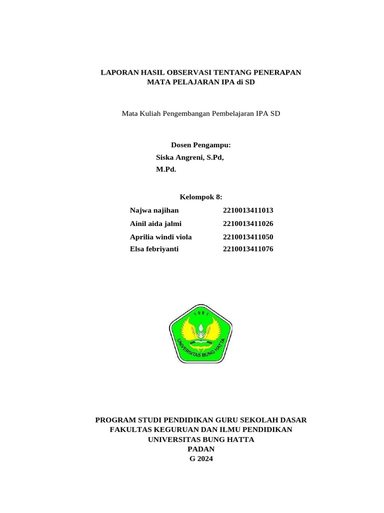 Format Laporan Hasil Observasi Ipa2 | PDF