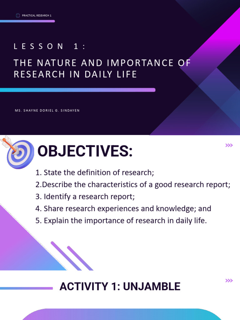LESSON 1 The Nature and Importance of Research in Daily Life | PDF ...