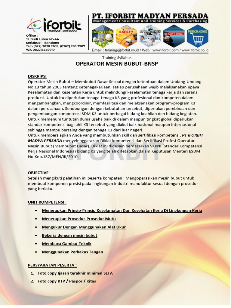 Pelatihan Operator Mesin Bubut K3 | PDF