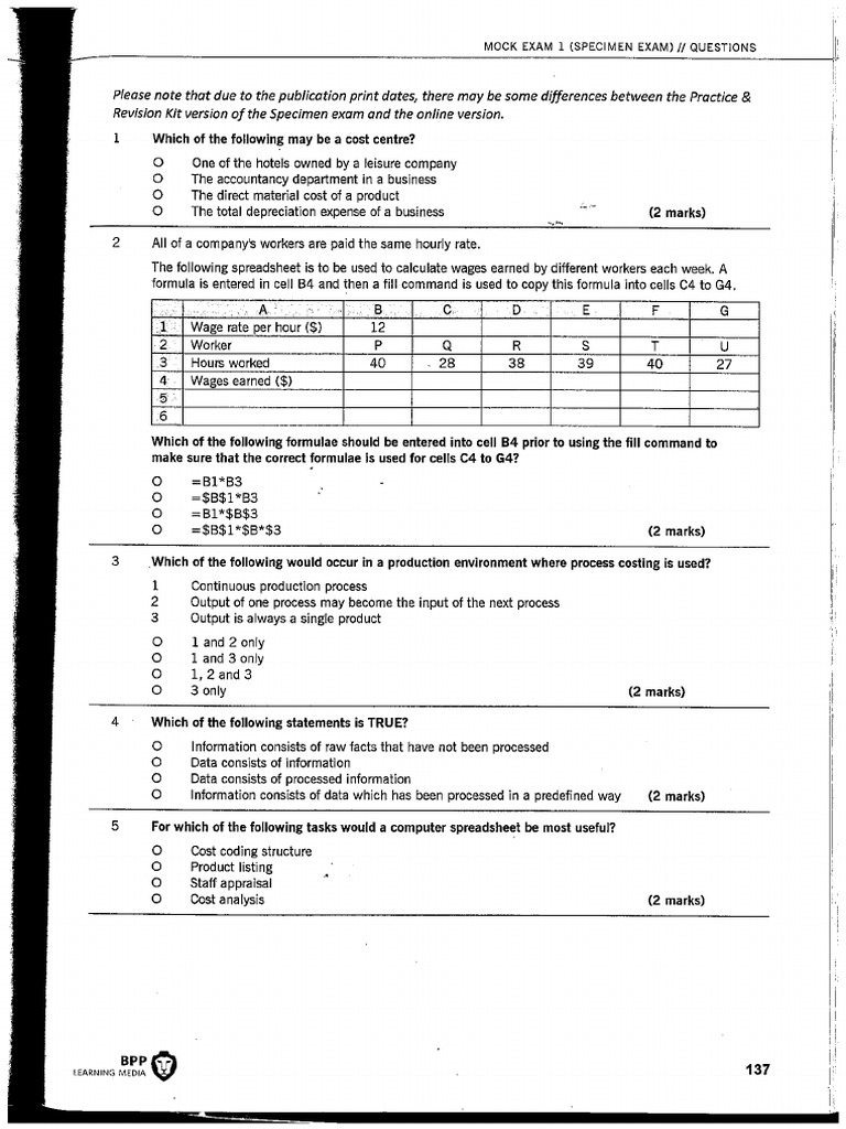 Specimen Exam BPP | PDF