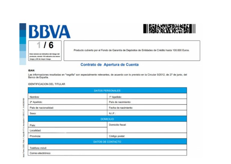 Contrato Cuenta Corriente BBVA | PDF