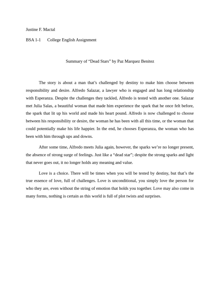 College English Assignment | PDF