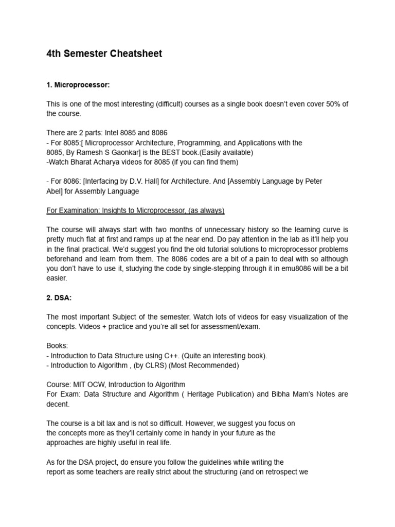 4th Sem Cheatsheet | PDF | Mathematics | Computing