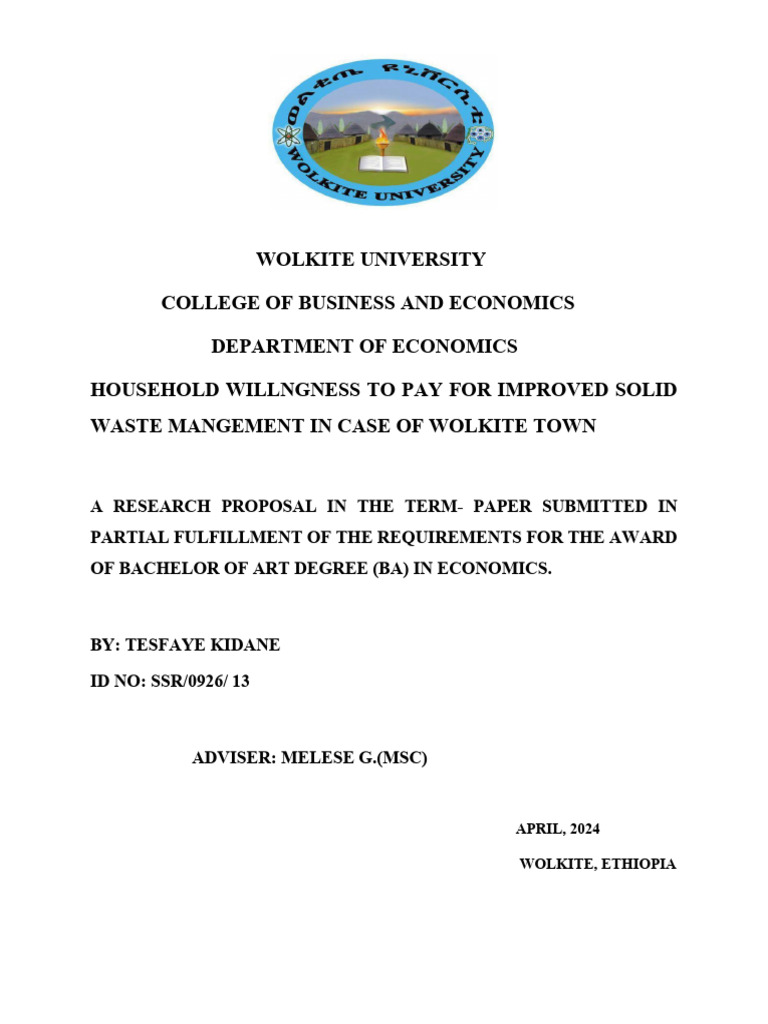 Household Willingness to Pay for Waste Management | PDF | Waste ...