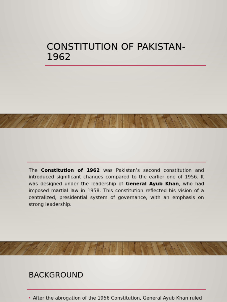 Constitution of Pakistan-1962 | PDF | Government | Constitutional Law