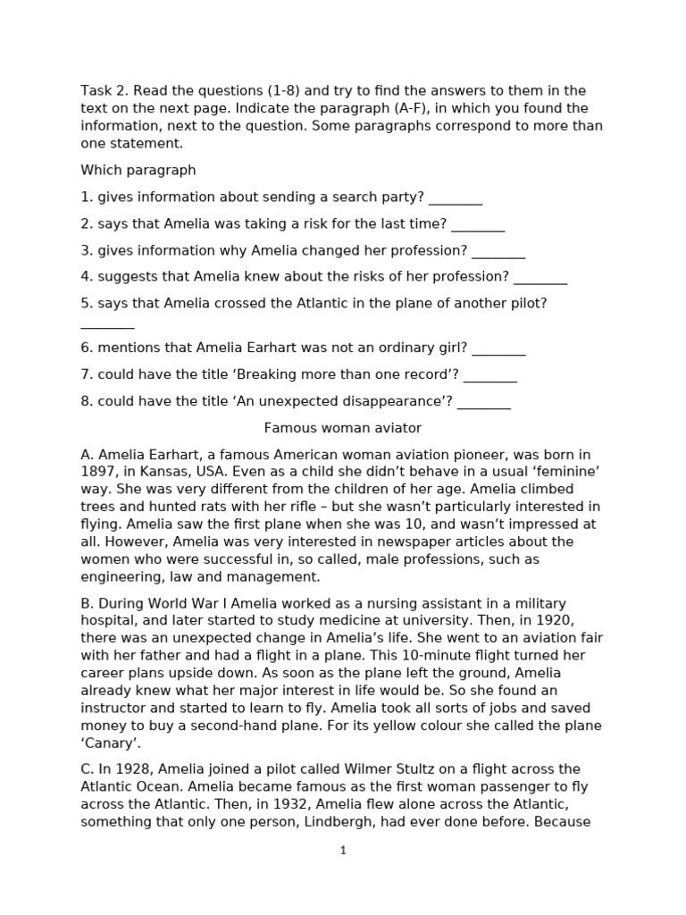Amelia Earhart and Jordan Romero's Achievements | PDF | Jeans | Mount ...
