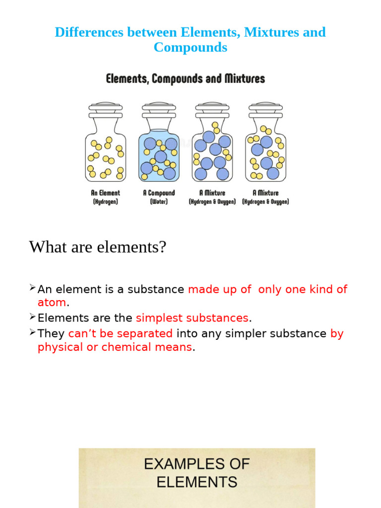 Elements, Mixture and Compounds | PDF
