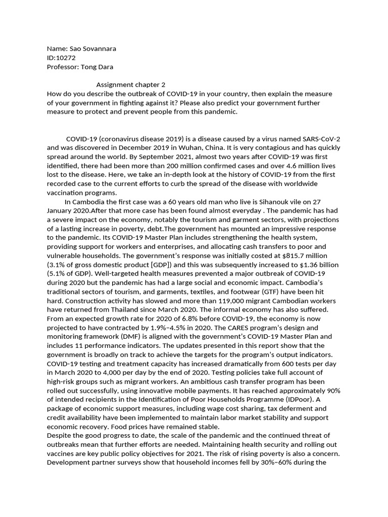 Assignment Chapter 2 | PDF | Pandemic | Economies