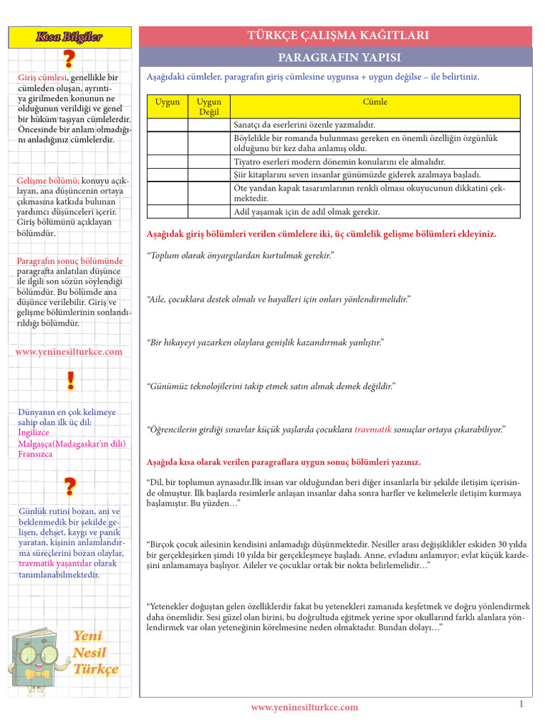 Paragraf Calisma Kagidi 3 | PDF