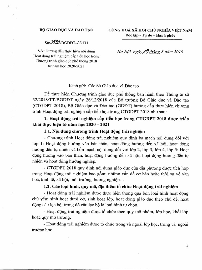 3535 BGDDT GDTH HDHD Trai Nghiem 9a304b2884 | PDF