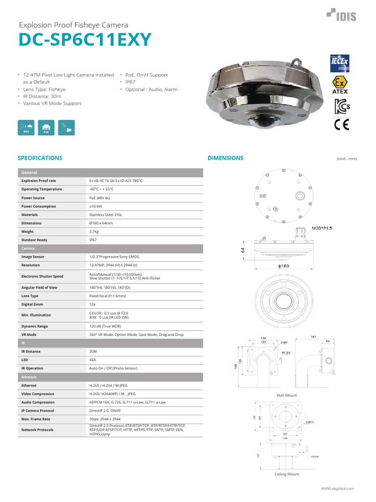 Explosion Proof Fisheye Camera Specs | PDF