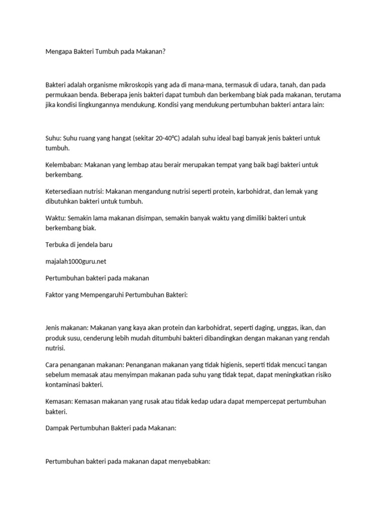 Pertumbuhan Bakteri Pada Makanan-WPS Office | PDF