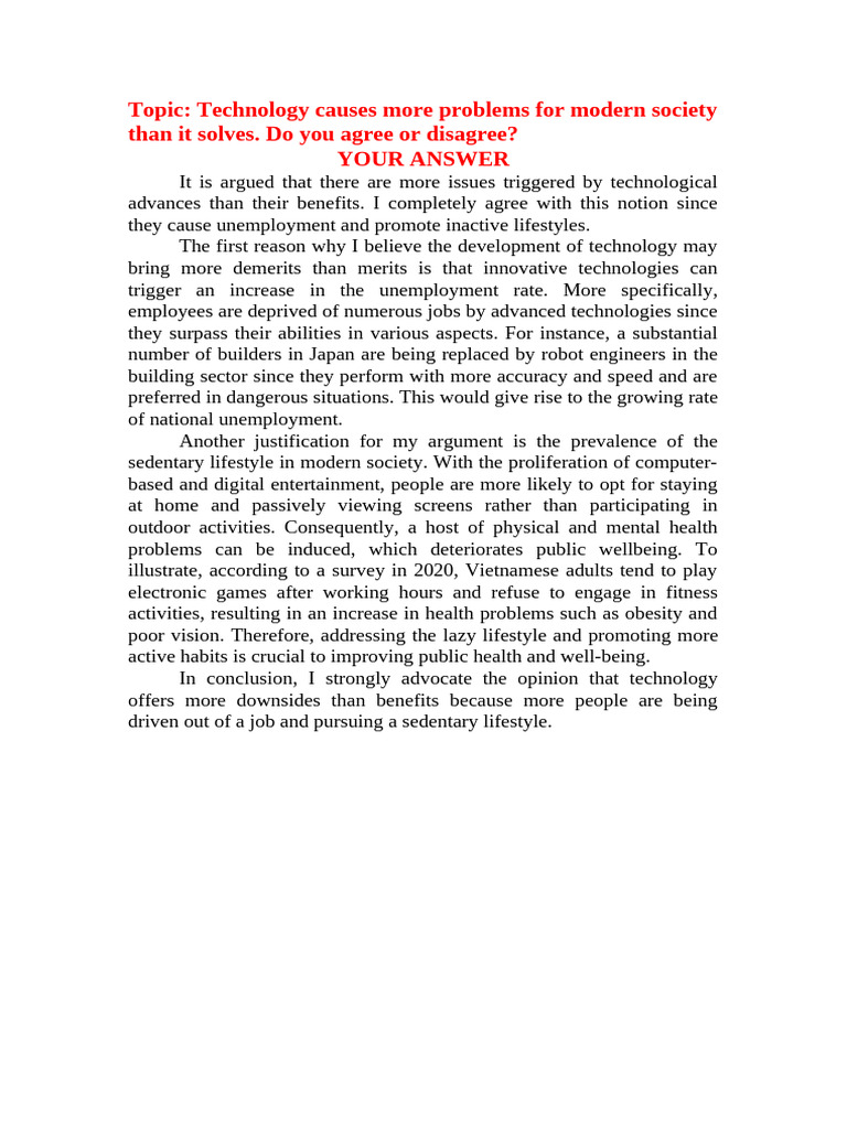 Ielts Writing Task 2: Technology Causes More Problems For Modern ...