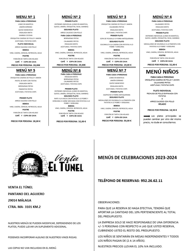 Menús para Comuniones 2024 | PDF | ensalada | Postres
